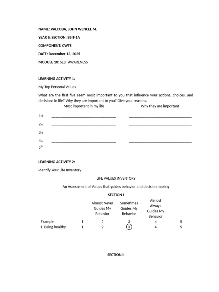 Module-10 PDF Wencel | PDF | Behavior | Courage