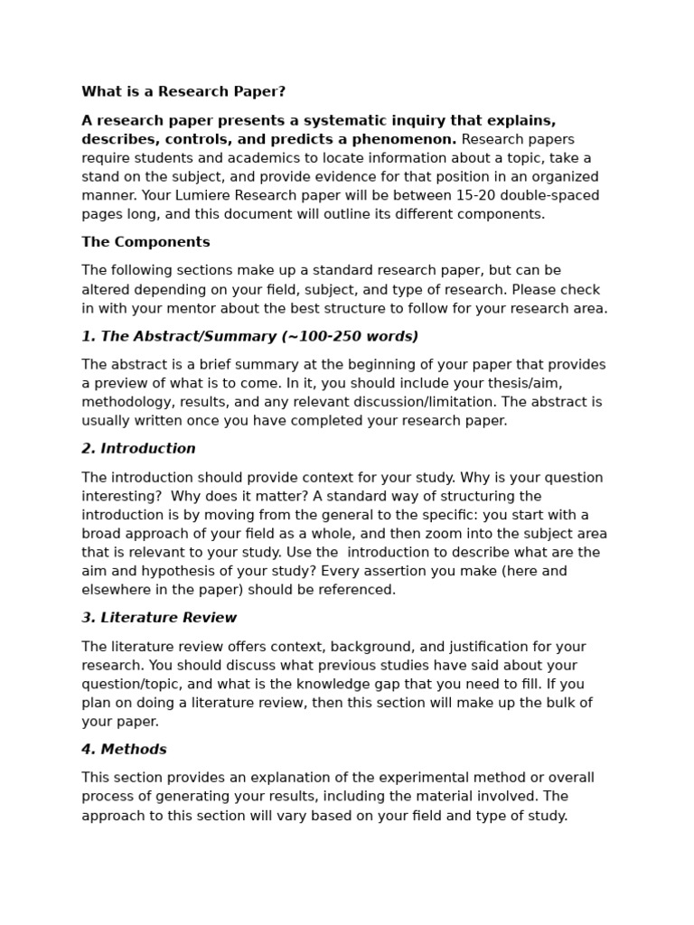 Essential Components of a Research Paper | PDF | Abstract (Summary ...
