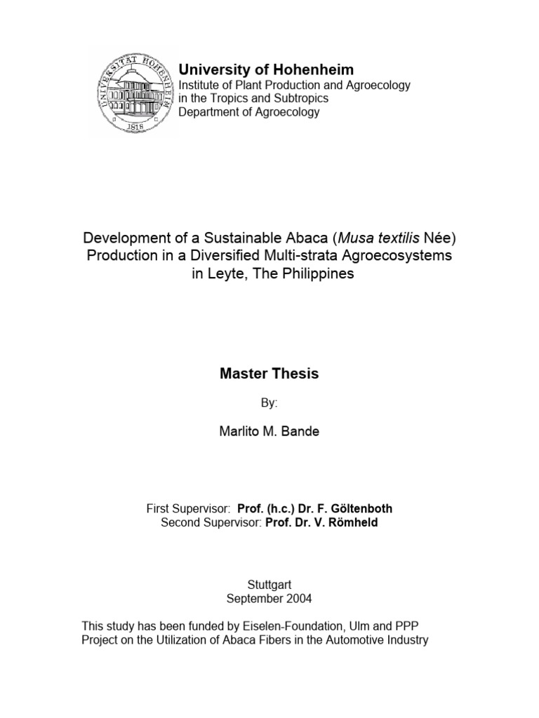 Bande 2004 Development of a Sustainable Abaca Production | PDF | Soil ...