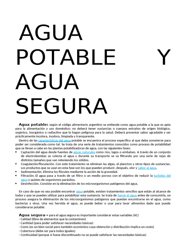 Agua Potable y Agua Segura | PDF | Agua | Agua potable