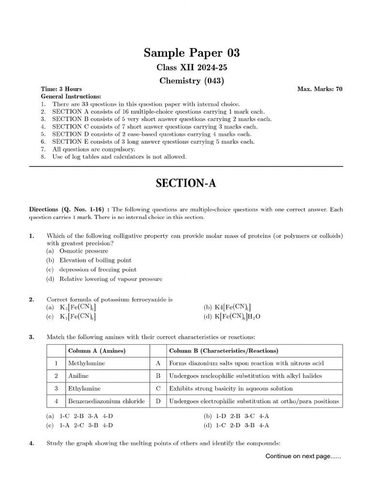 Sample Paper (2025) - 3 | PDF