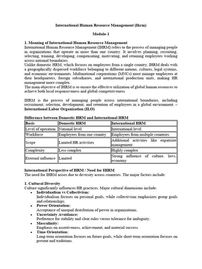 Understanding International HR Management | PDF | Cost Of Living ...