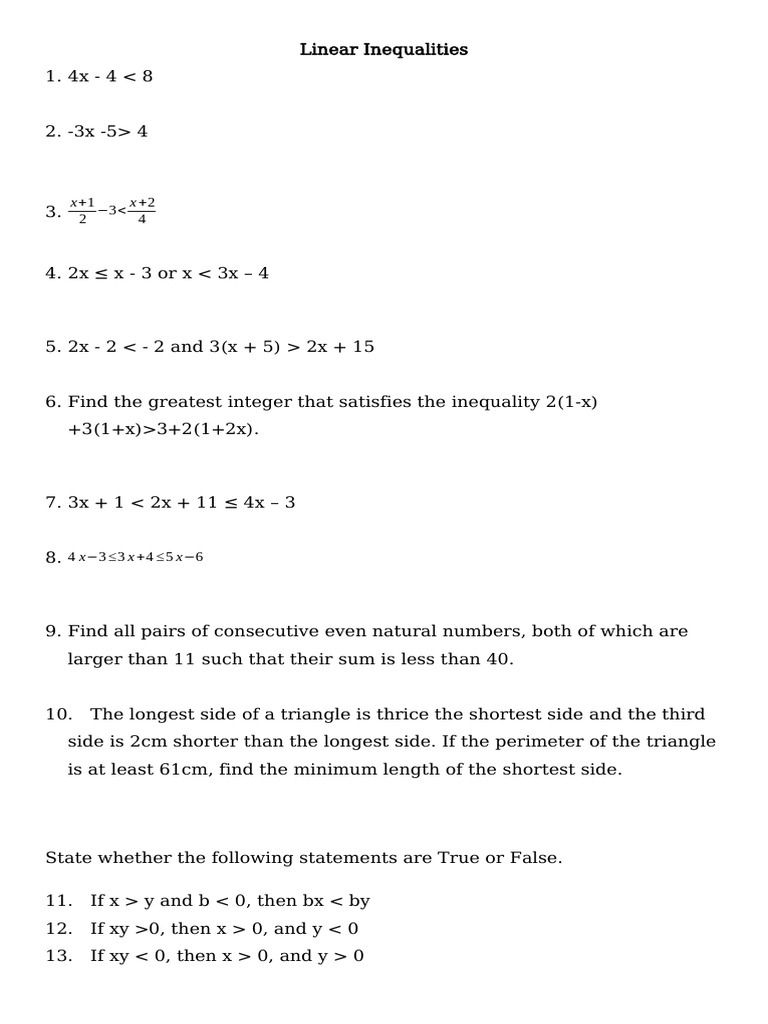 Linear Inequalities | PDF