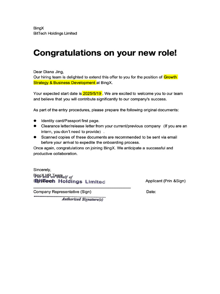 Congratulations On Your New Role-Diana Jing-Sealed | PDF