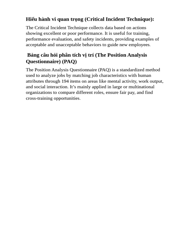 Critical Incident & Position Analysis Techniques | PDF