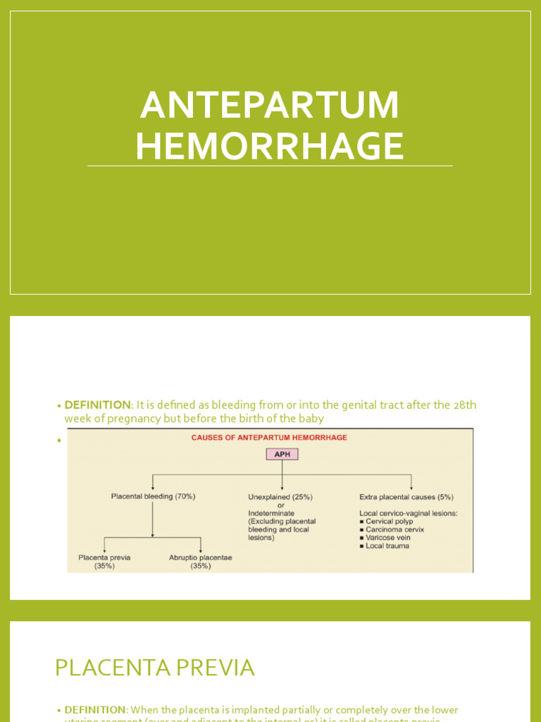 Antepartum Haemorrage OBG.pptx | PDF | Placenta | Human Reproduction