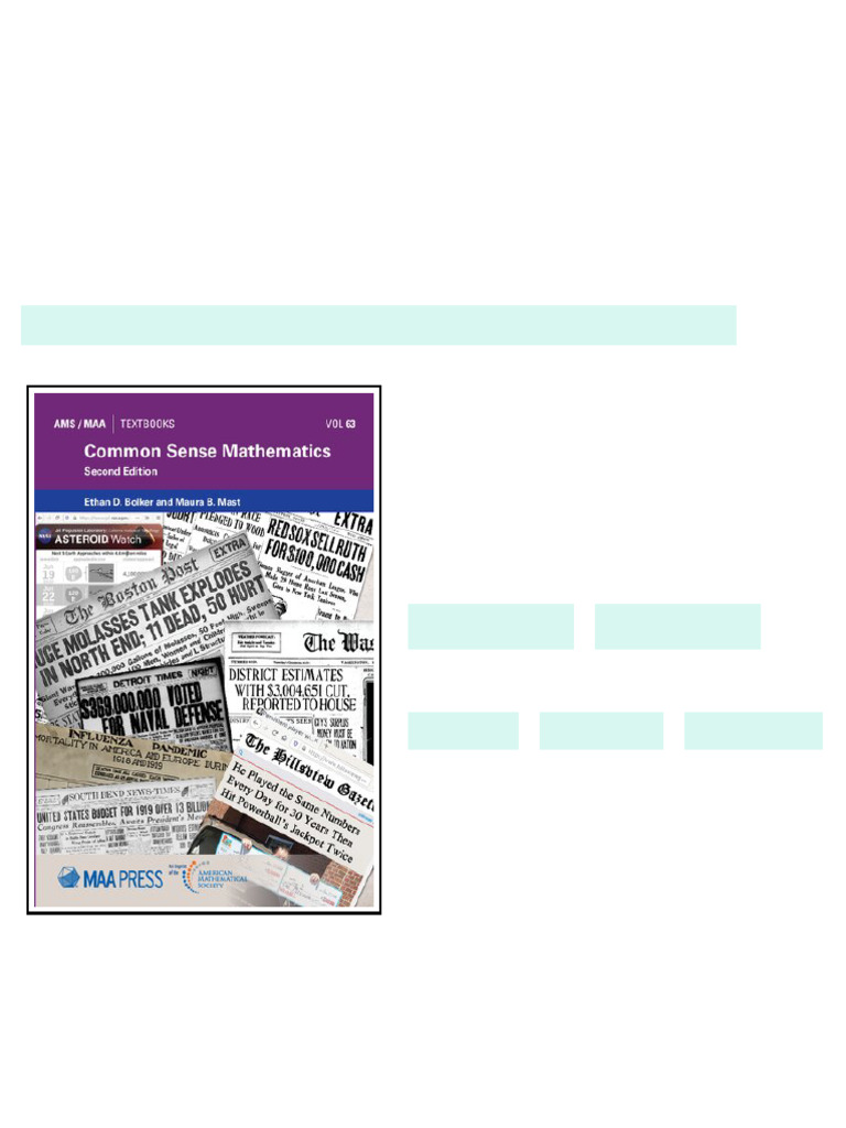 Common Sense Mathematics Second Edition Second Ethan D Bolker ebook ...