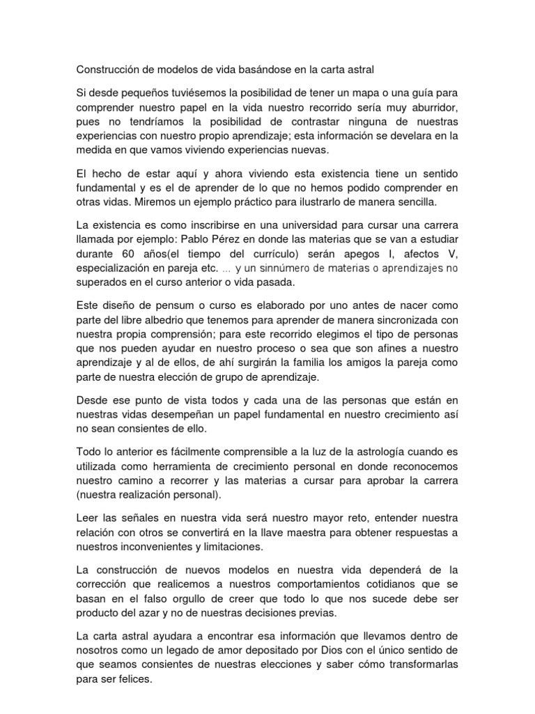 Construcción de Modelos de Vida Basándose en La Carta Astral | PDF ...