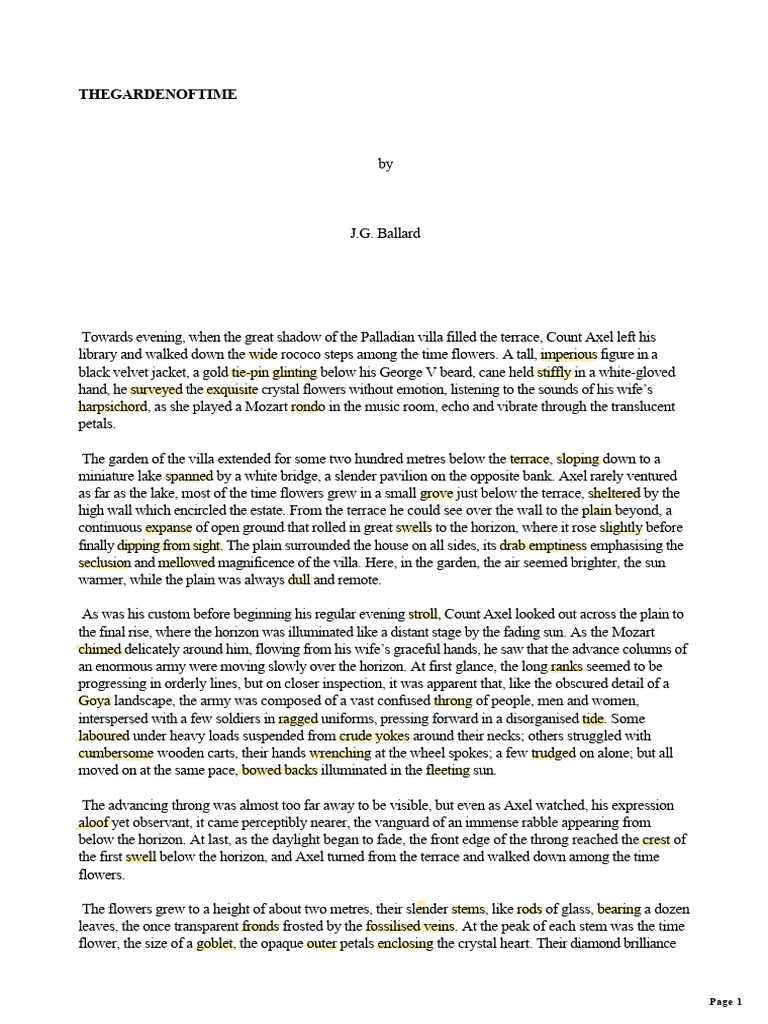 Ballard James Graham-The Garden of Time-1962 | PDF