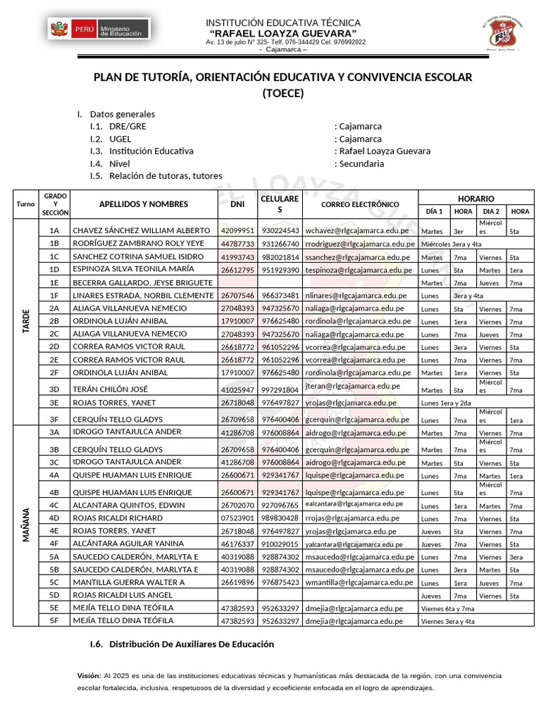 PLAN DE TOECE 2023 RLG | PDF | Enseñando | Escuelas