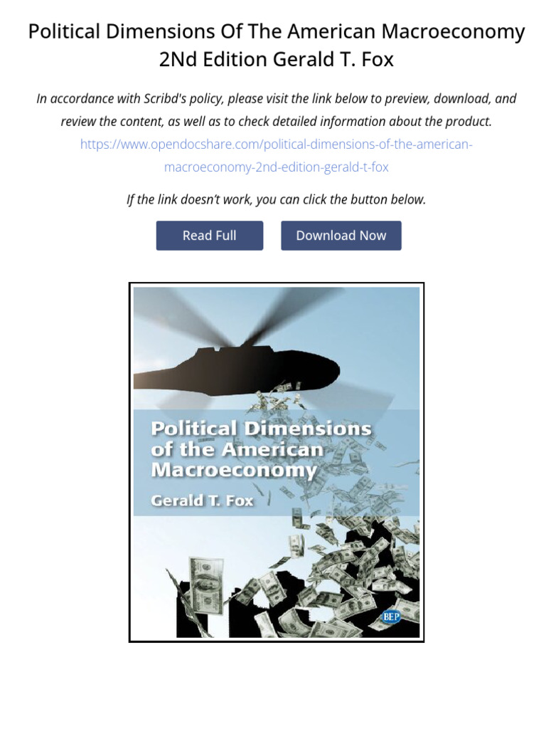 Political Dimensions of the American Macroeconomy 2nd Edition Gerald T ...