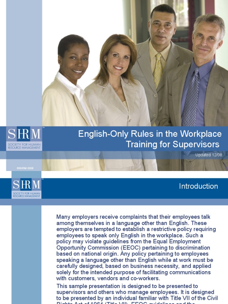 08-PPT-English-Only Rules in The Workplace - FINAL | PDF | Civil Rights ...