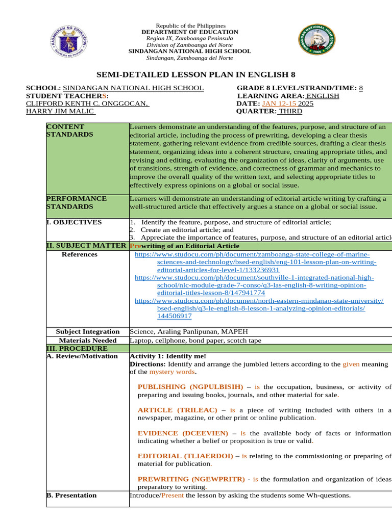 LESSON PLAN Clifford and Harry 1 | PDF | Question | Multiple Choice