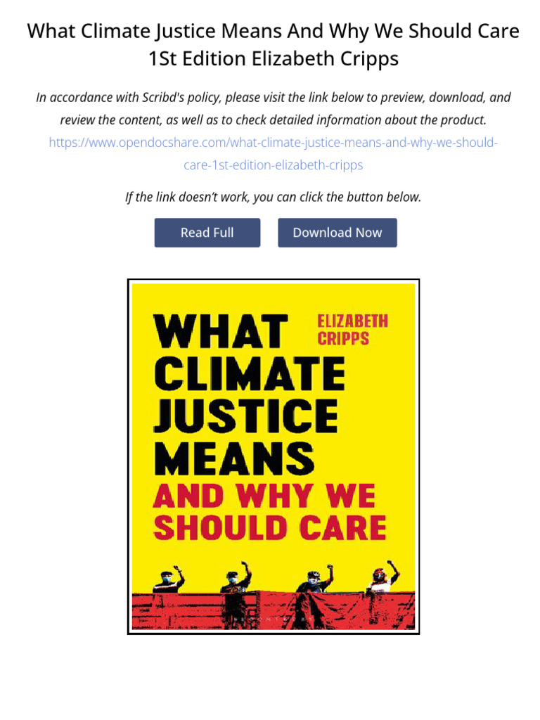 What Climate Justice Means And Why We Should Care 1st Edition Elizabeth ...