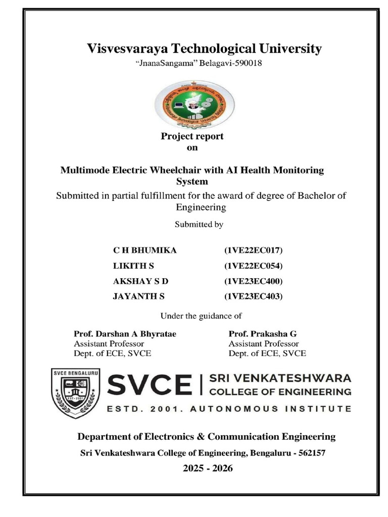 Multi Mode Electric Wheelchair With Ai Health Monitoring System Final | PDF