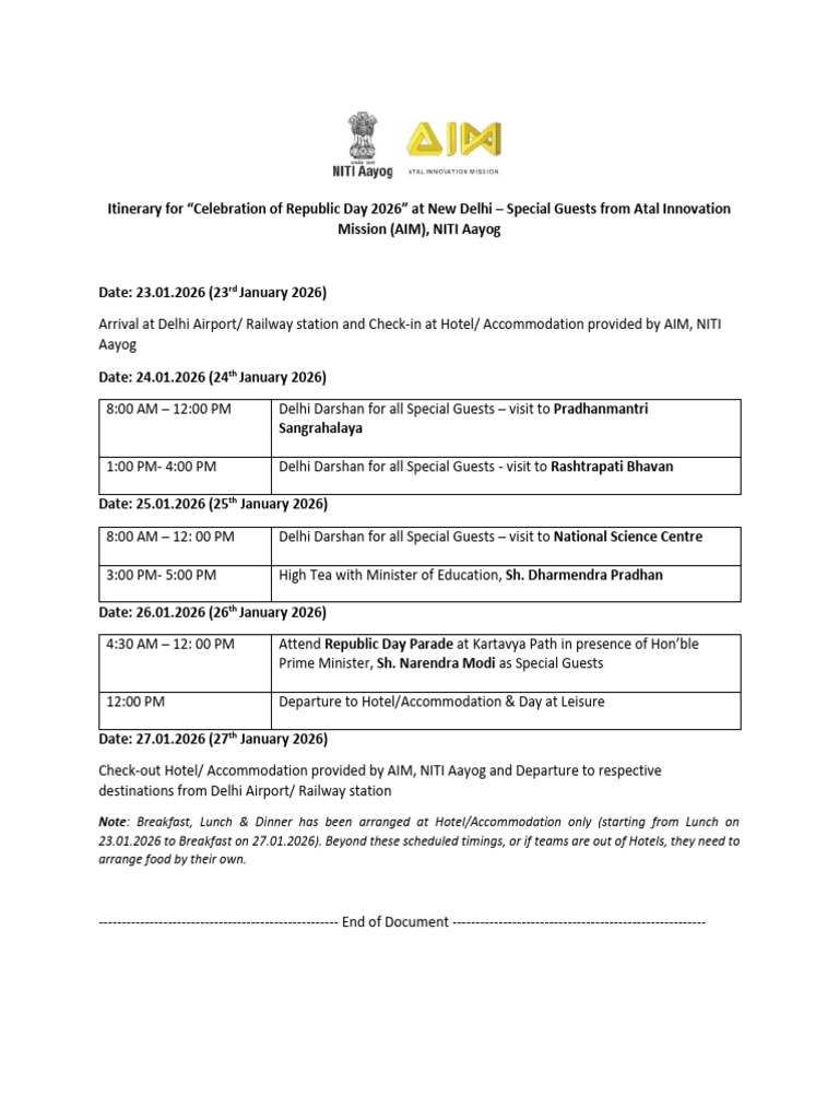 Tentative Itinerary for RDC 2026 | PDF