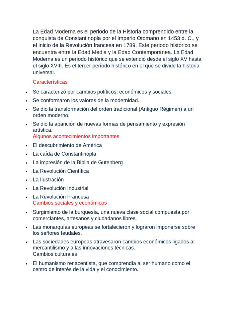 La Edad Moderna | PDF