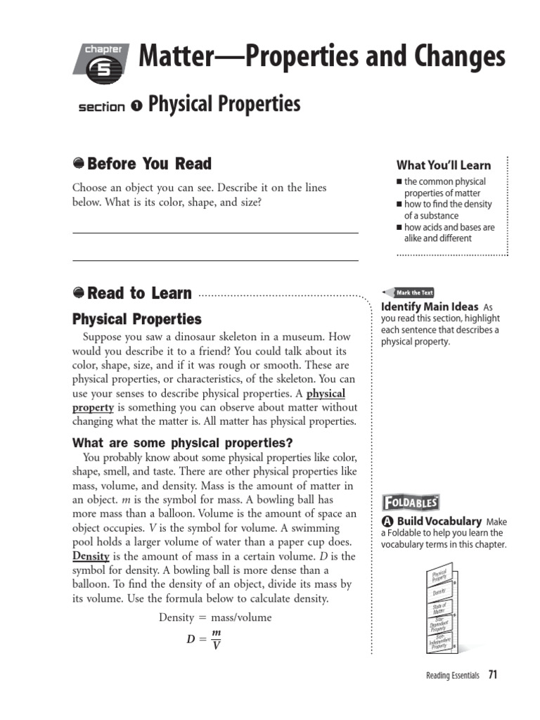 Understanding Physical Properties of Matter | PDF | Water | Gases