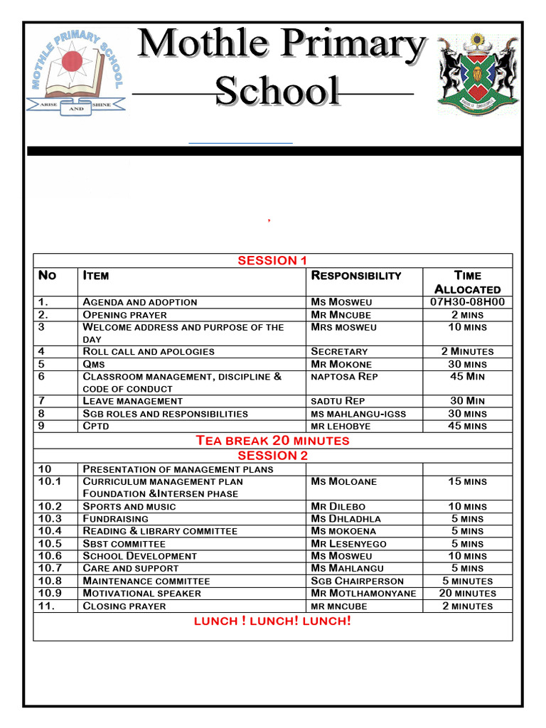 Strategic Planning Agenda for Mothle Primary | PDF | Learning