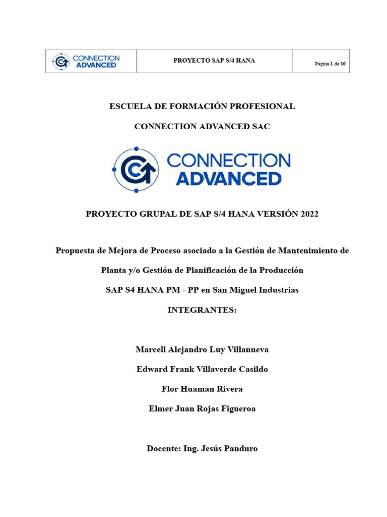 Ejemplo 6 - g4 - s4hana Pm -Luy -Villaverde -Huaman-rojas Word | PDF ...