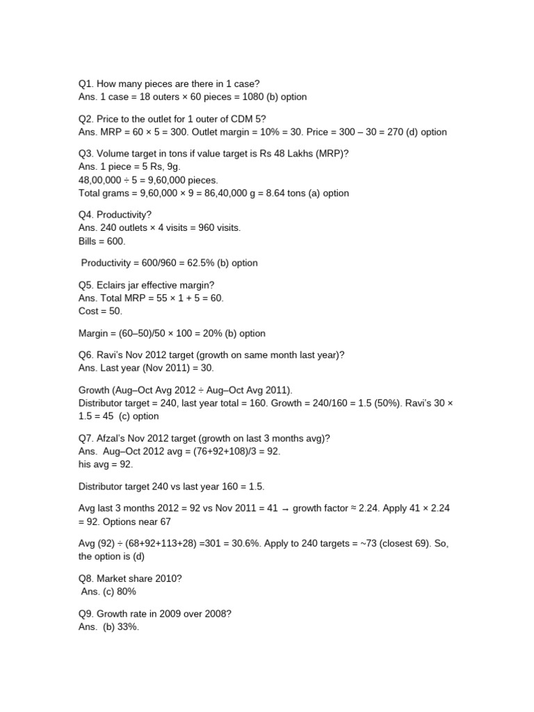 Cadbury_Written_Test_Answer | PDF