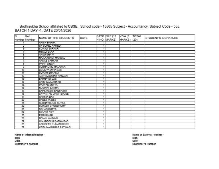Student Assessment Record - Batch 1 | PDF
