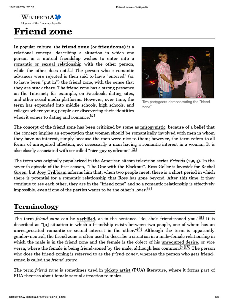 Friend Zone - Wikipedia | PDF | Emotions | Popular Psychology