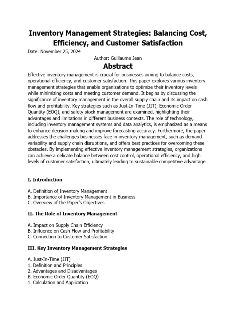 Inventory Management Strategies for Success | PDF | Inventory | Supply ...