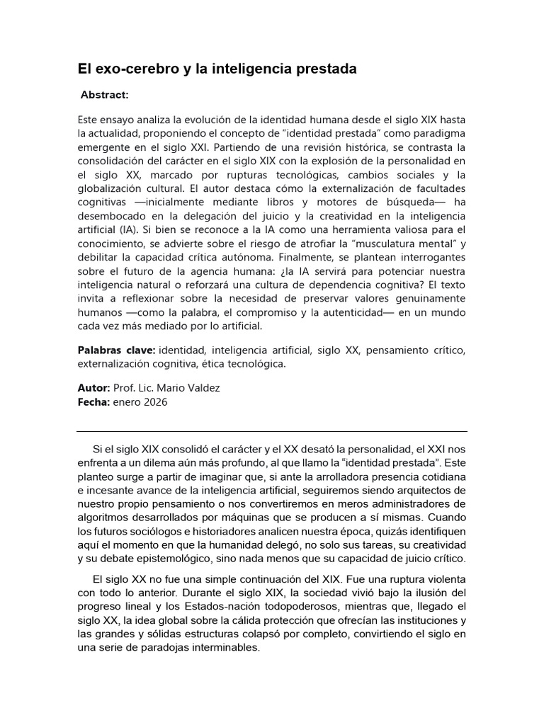 El Exo Cerebro y La Inteligencia Prestada | PDF | Inteligencia artificial | Inteligencia (IA) y ...