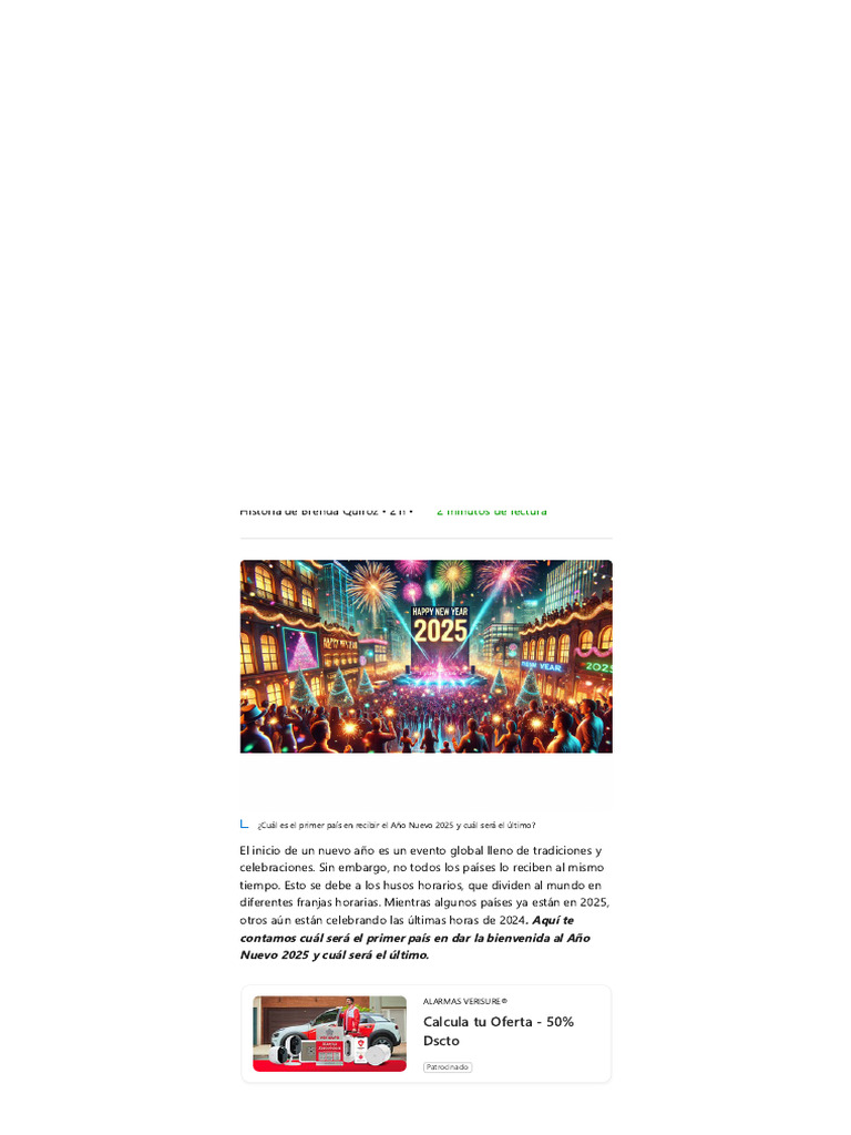 ¿Cuál Es El Primer País en Recibir El Año Nuevo 2025 y Cuál Será El Último | PDF