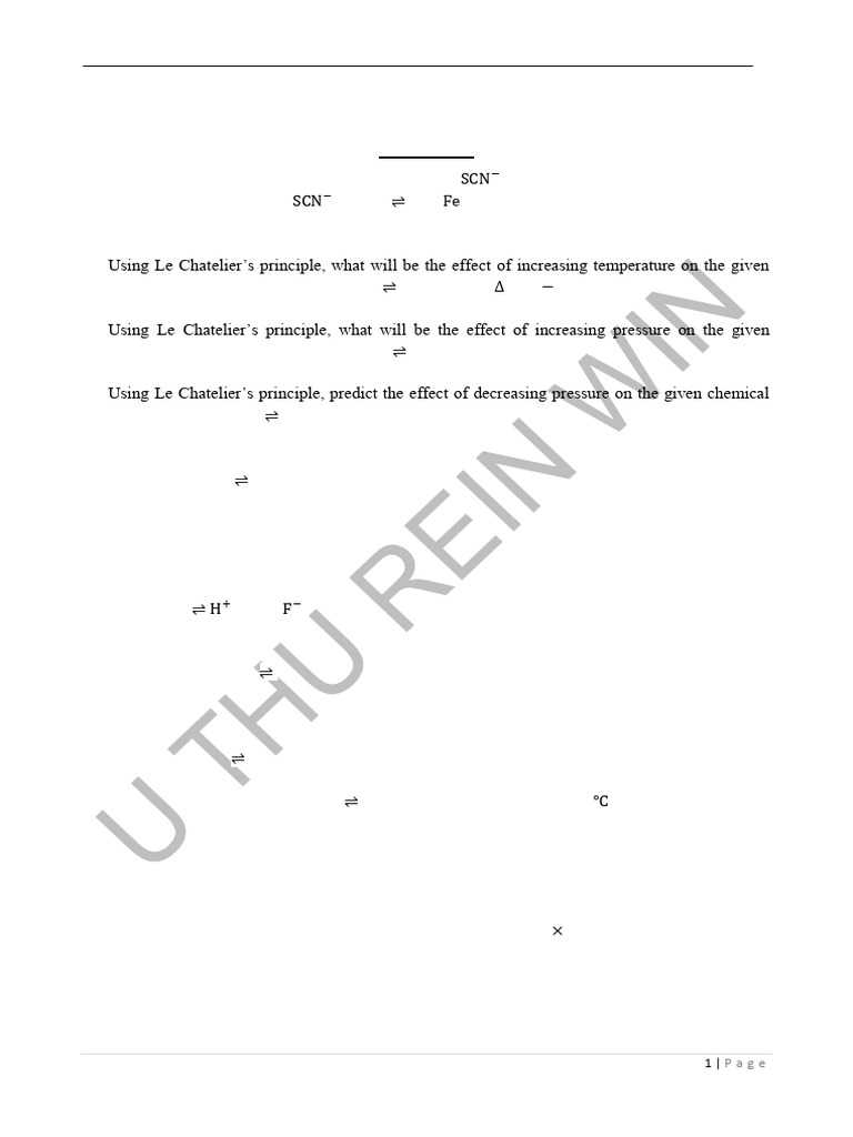 Grade (12)^J Chemistry Chapter (4)^J Pass Ques | PDF | Chemical Equilibrium | Chemical Reactions