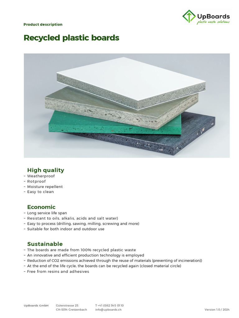 UpBoards Factsheet 2024 01 En | PDF | Plastic | Recycling