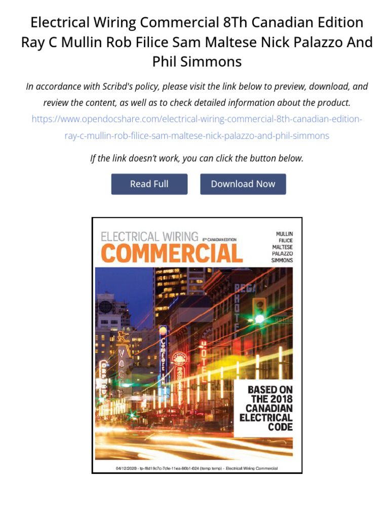 ELECTRICAL WIRING COMMERCIAL 8th CANADIAN EDITION Ray C Mullin Rob ...
