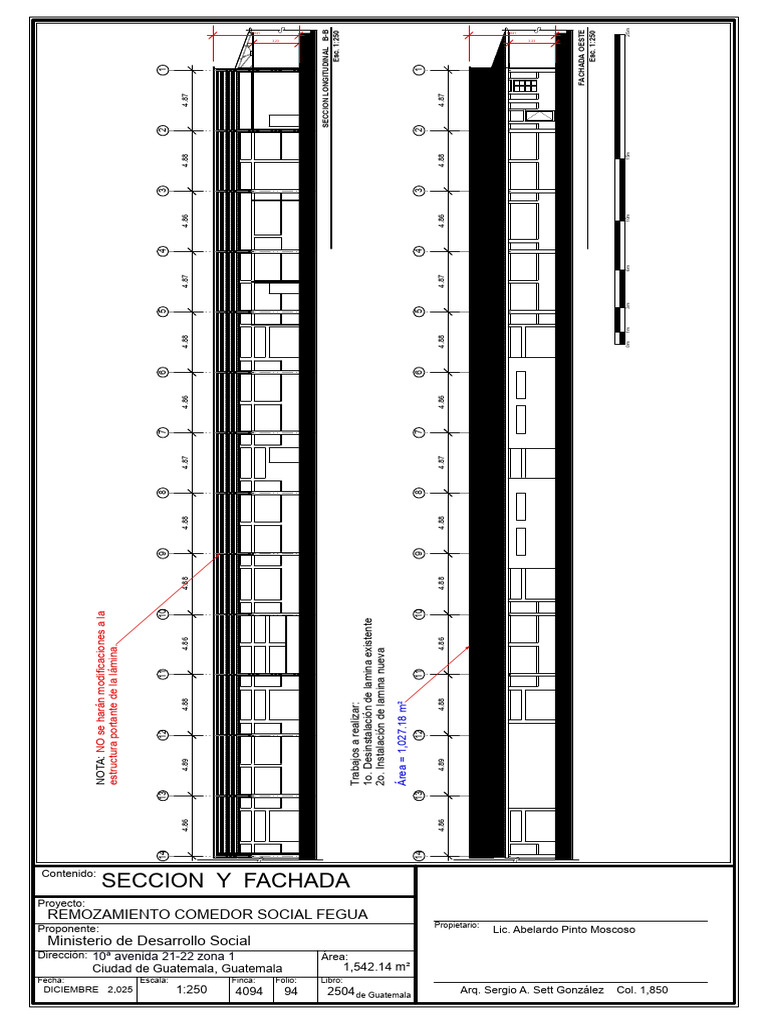 Muni Guate - Seccion Longitudinal Comedor Social Fegua v2 | PDF