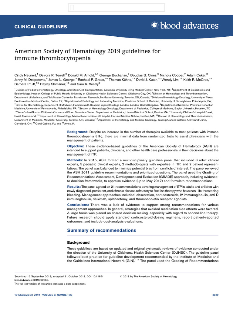 Neunert (2019). American Society of Hematology 2019 Guidelines for ...