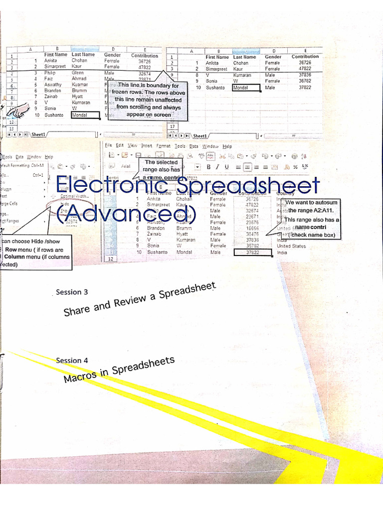 Electronic Spreadsheet Advanced Sumita Arora Unit 2 Information ...