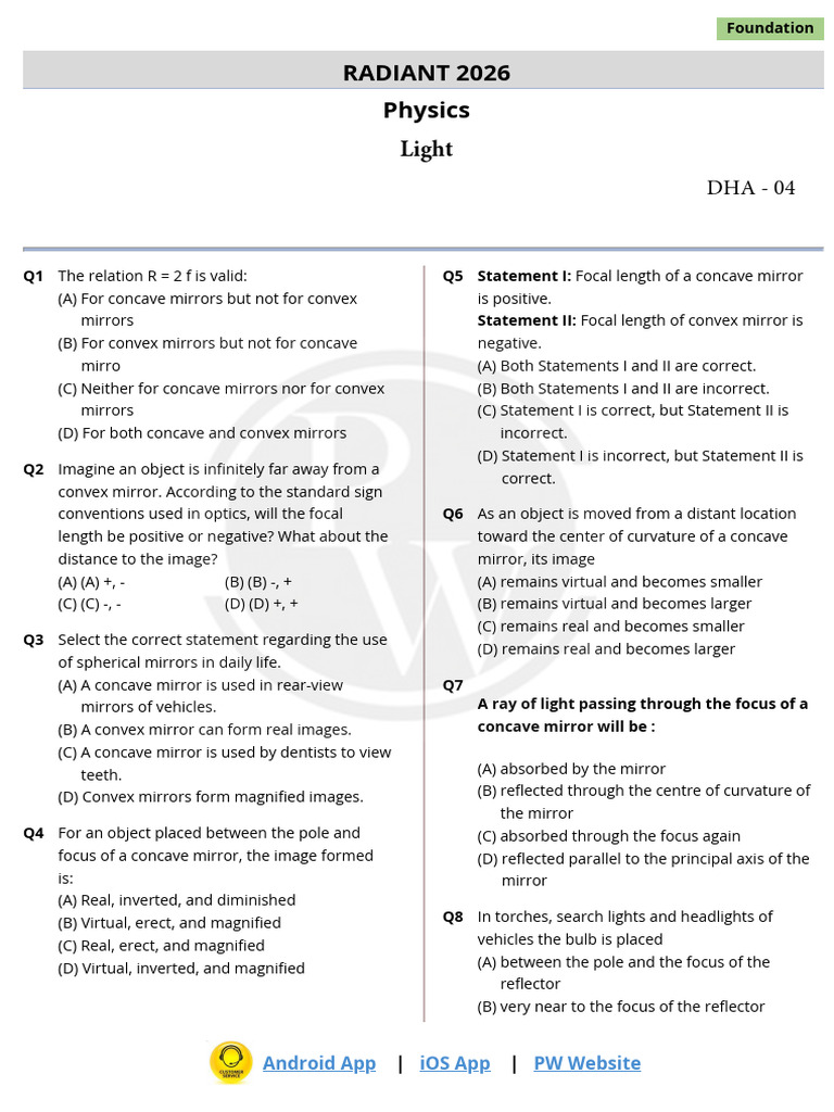 Light - DHA 04 | PDF | Mirror | Applied And Interdisciplinary Physics