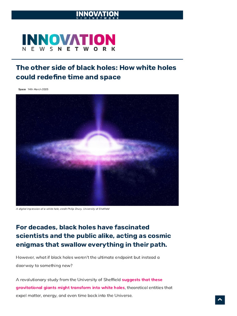 White Holes: Redefining Time and Space | PDF | Black Hole | Universe