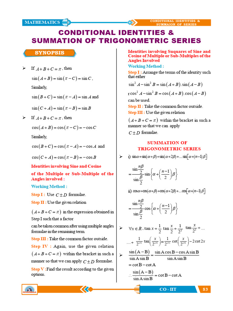 9_conditional Identities & Summation of Series _9th_vol-2_(83-105 ...