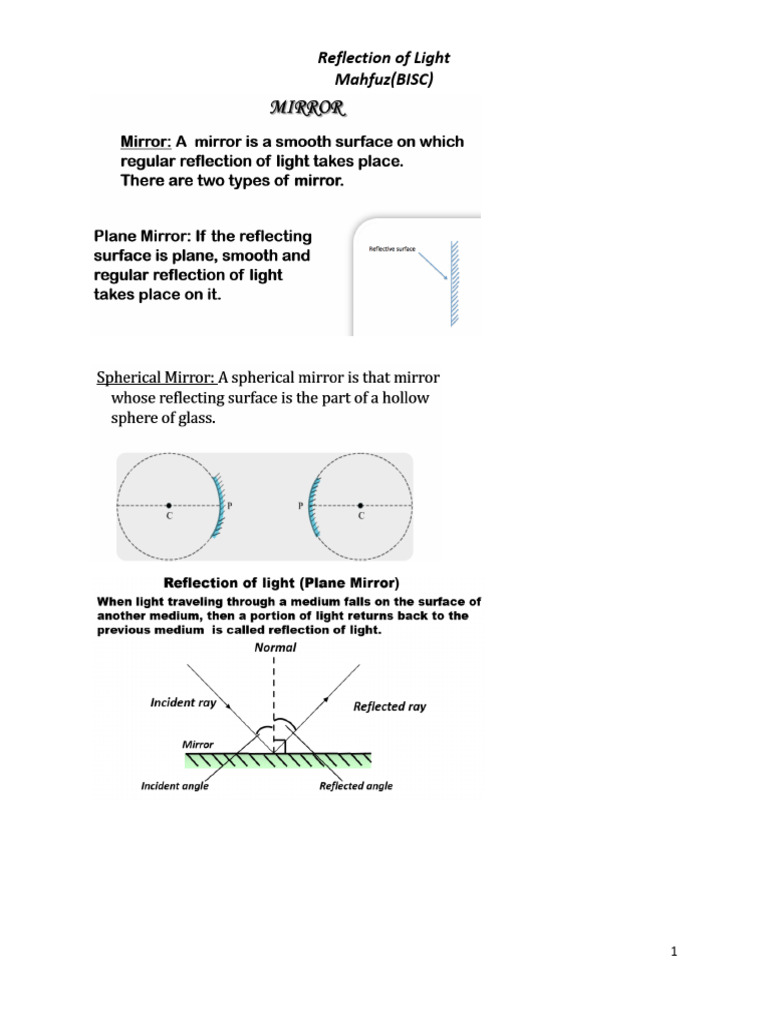 Reflection of Light(Notes)-23 | PDF
