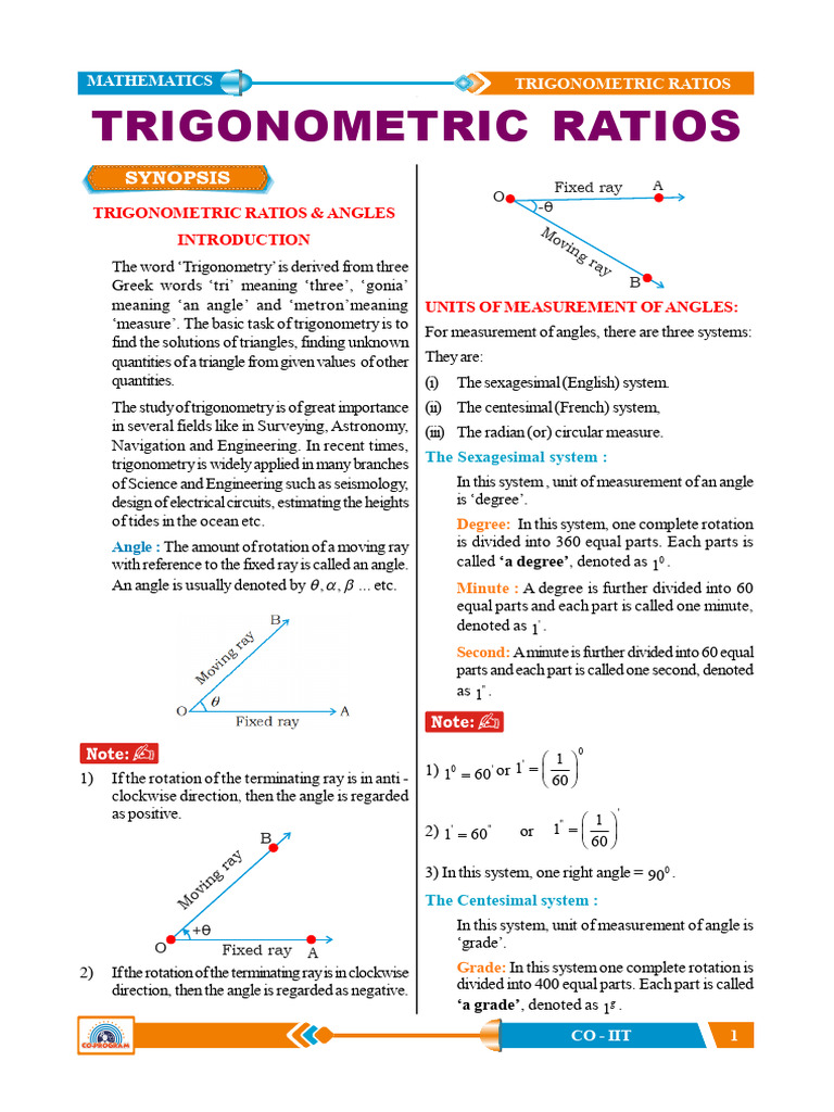 5 Trigonometric Ratios 9th Vol-2(1-28) | PDF | Angle | Trigonometry