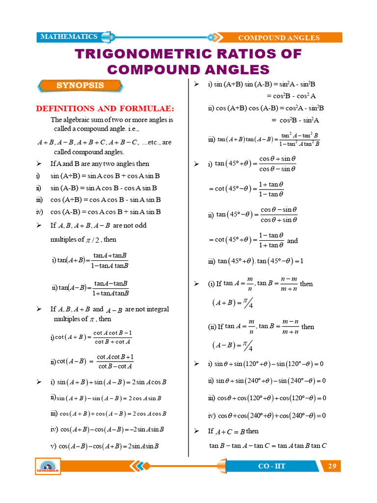 6 Compound Angles 9th Vol-2 (29-45) | PDF