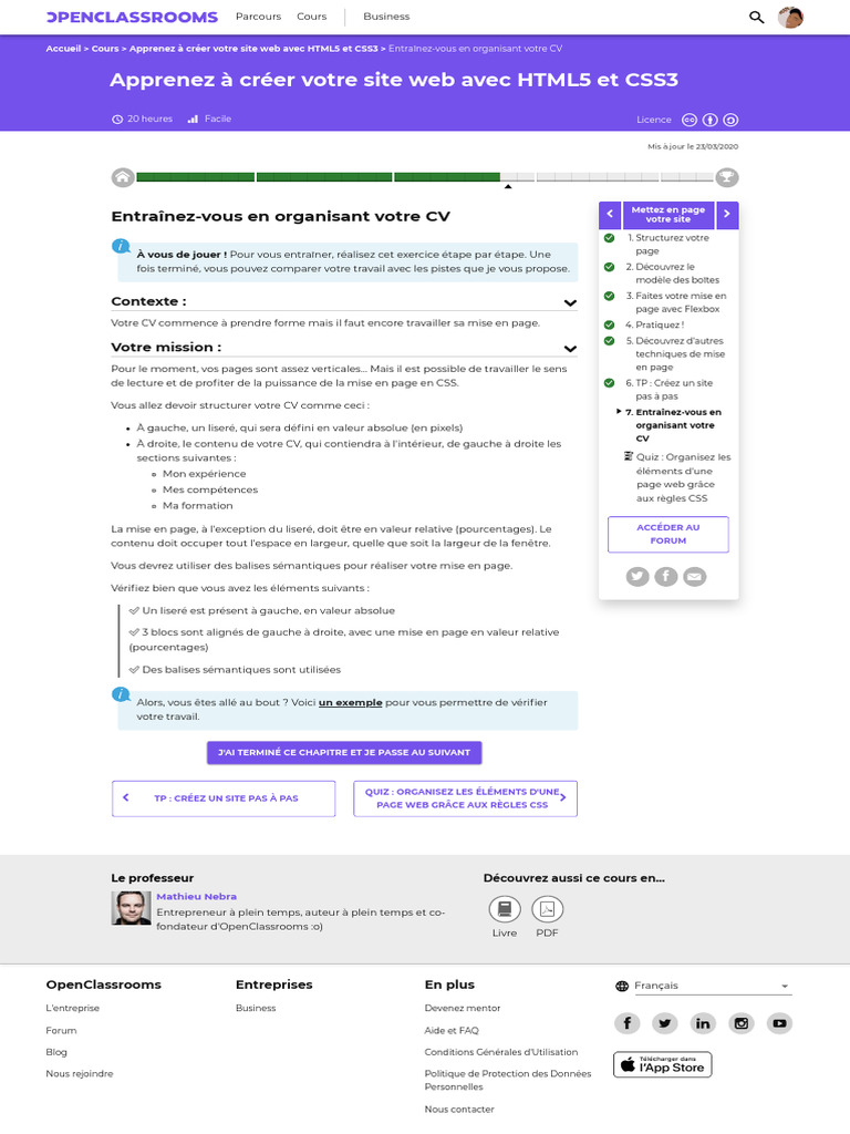 Créez un CV avec HTML5 et CSS3 | PDF | Mise en page | Internet