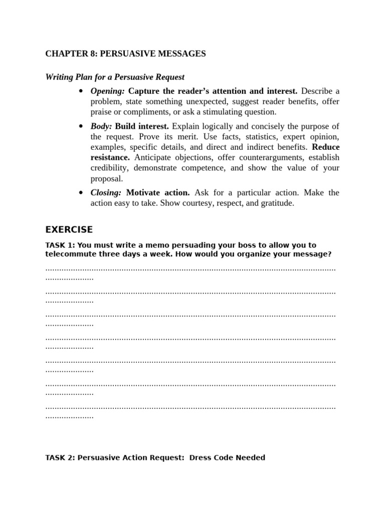 Writing Plan For A Persuasive Request | PDF | Social Psychology