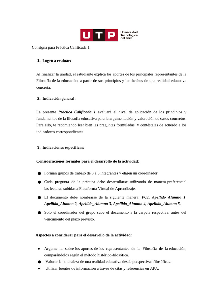 ?(AC-S03) Semana 03 - PRACTICA CALIFICADA 1 - FILOSOFIA DE LA EDUCACIONdocx | PDF | Aprendizaje