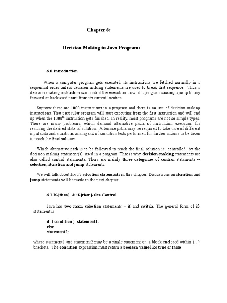 Java Decision Making Statements | PDF | Control Flow | Software Development