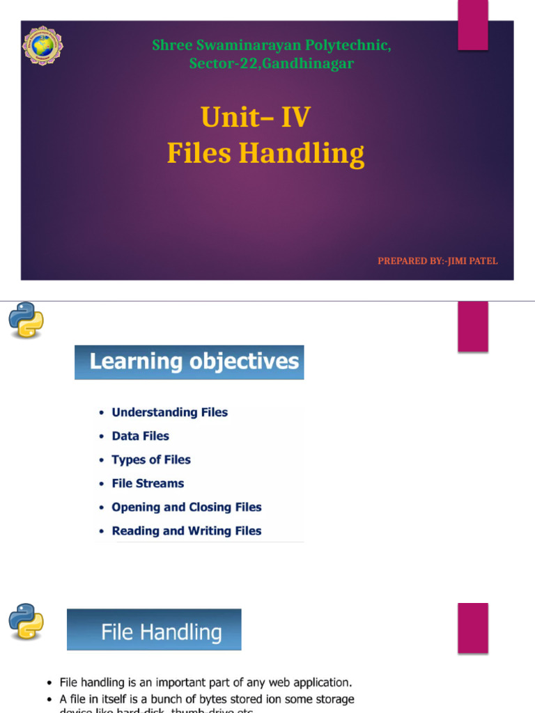 Unit-4 File Handling | PDF