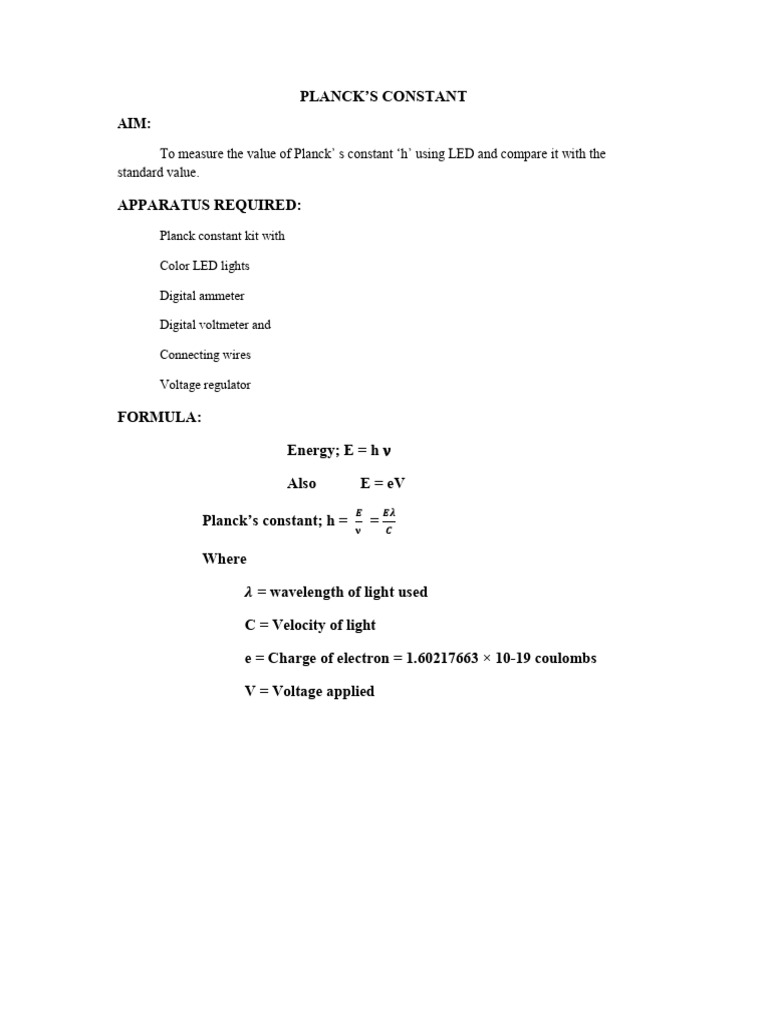 Measuring Planck's Constant and LED Characteristics | PDF ...