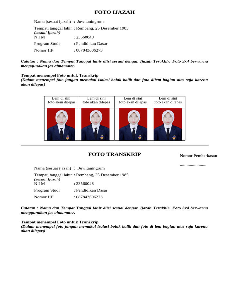 Foto Ijazah dan Surat Pernyataan Lulus | PDF