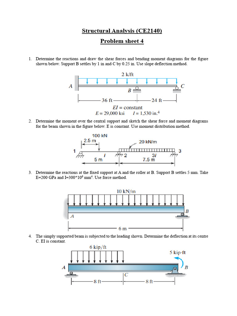 Structural Analysis Problem Sheet 4 | PDF